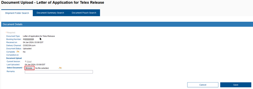 COSCO _E-LOI FAQ for customers