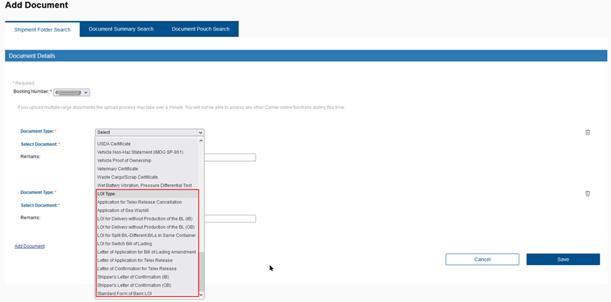 COSCO _E-LOI FAQ for customers
